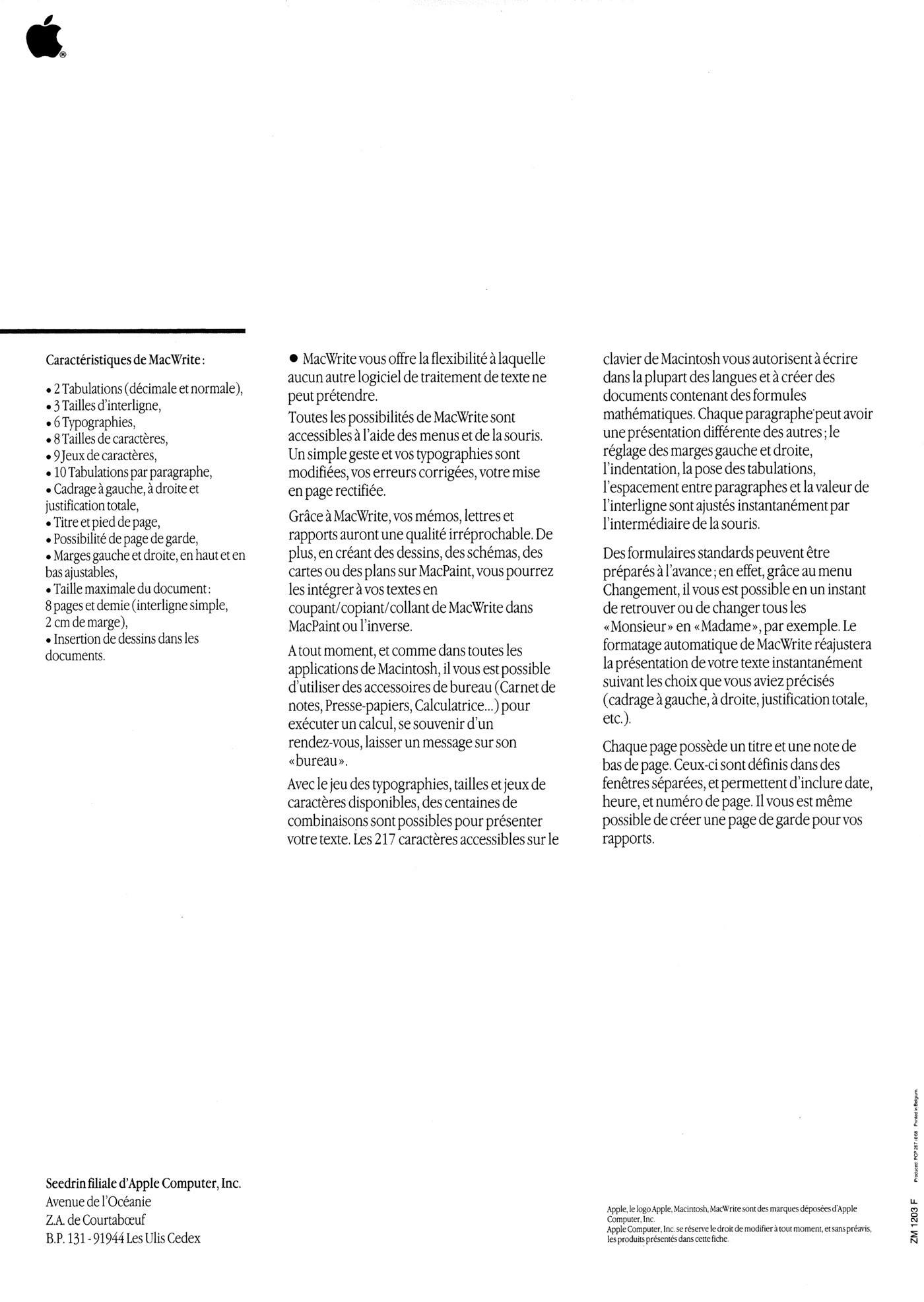 MacWrite présenté par SEEDRIN – Les trésors de l'Aventure Apple