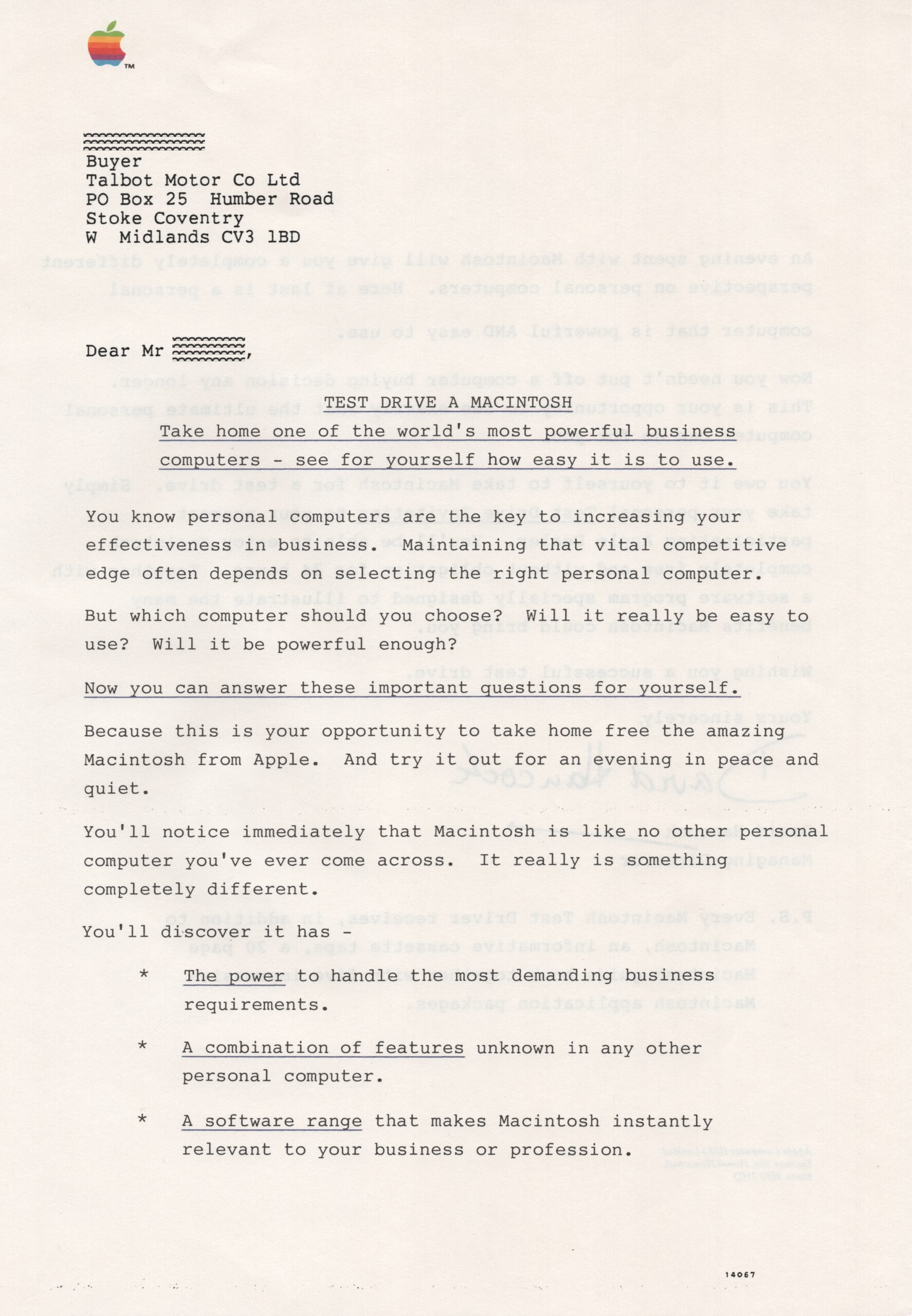 Test Drive a Macintosh : l’invitation UK – Les trésors de l'Aventure Apple